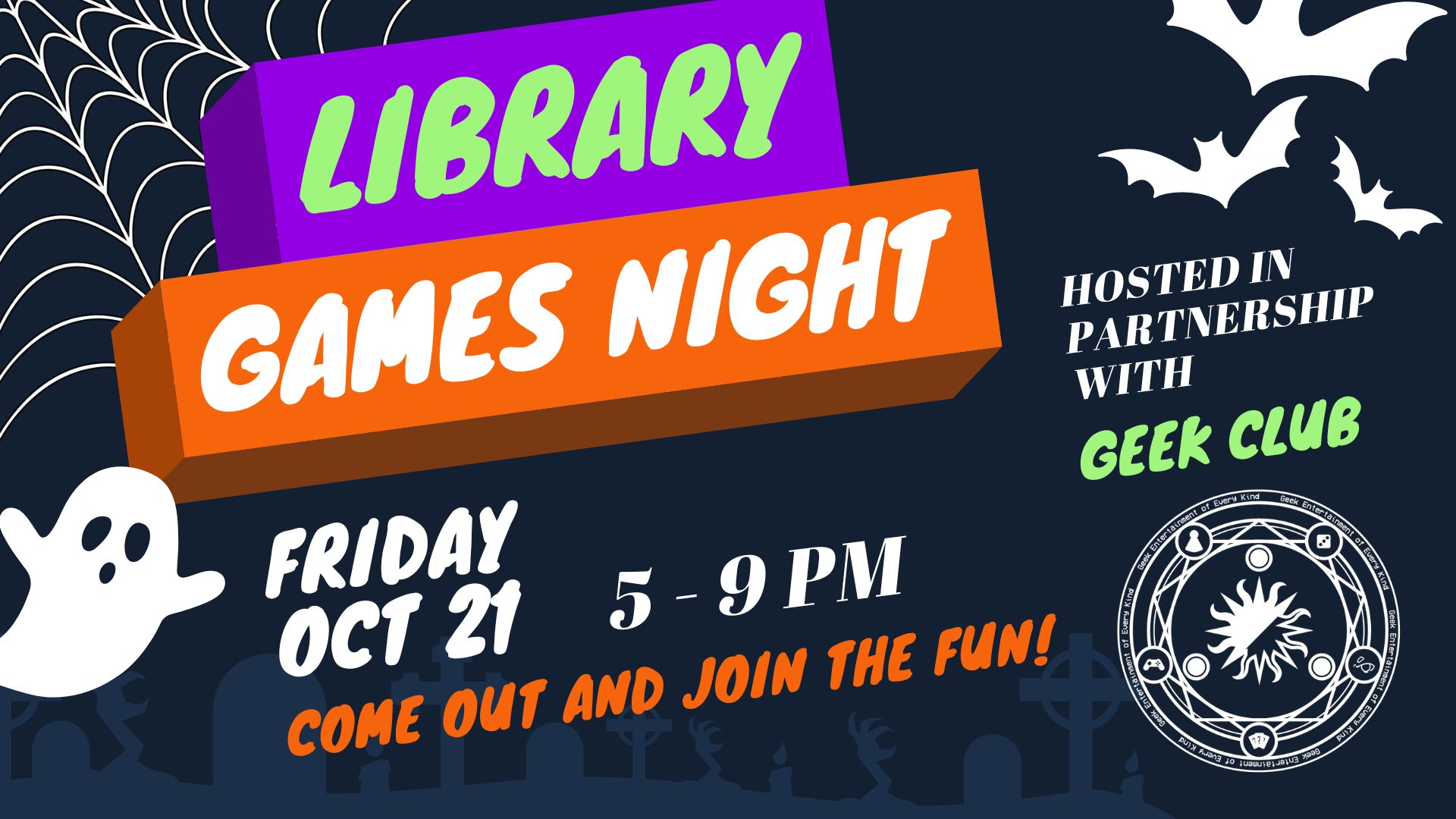 Library Games Night: Halloween Edition | October 21 | Notice Board