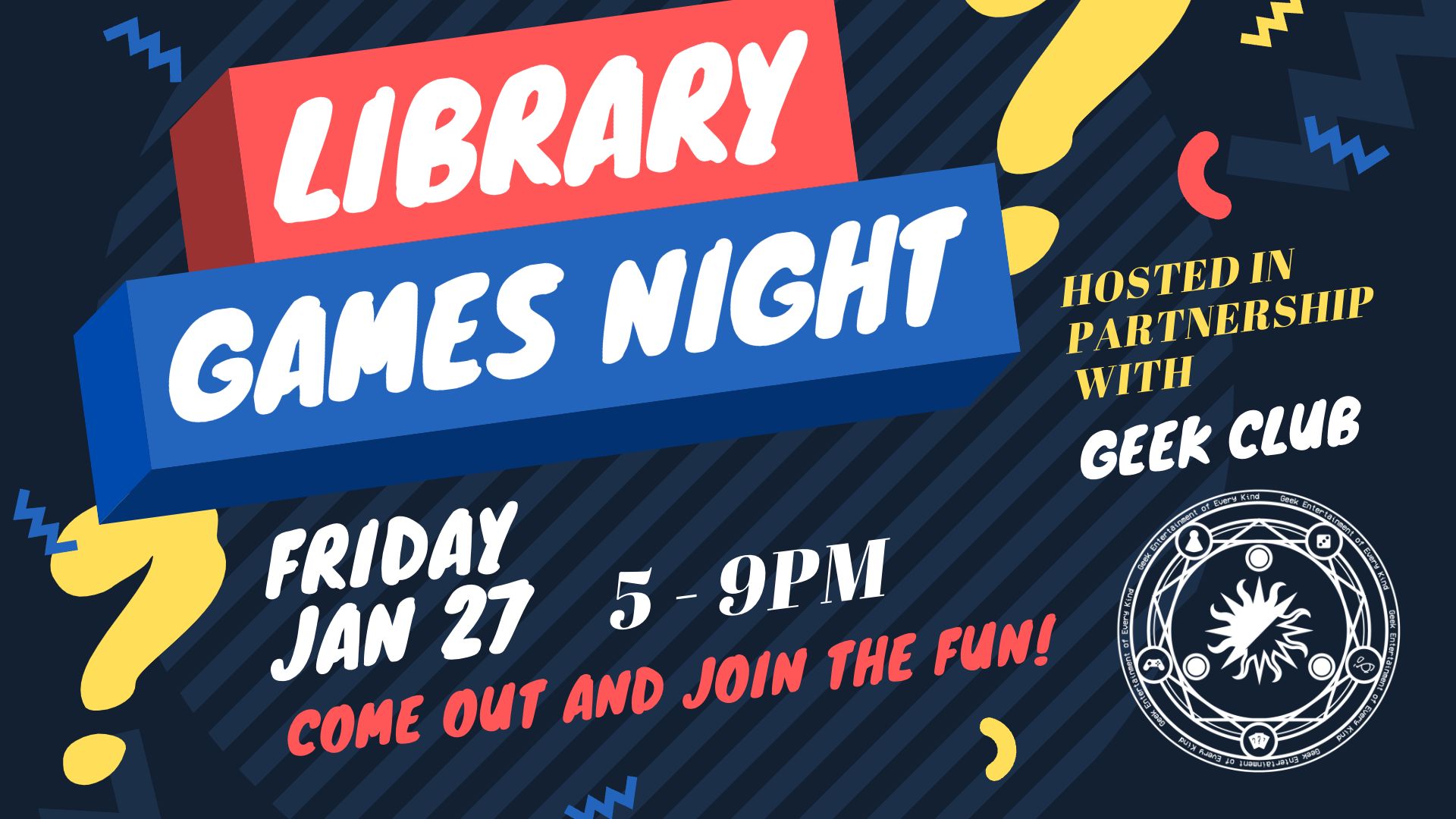 Library Games Night | January 27 | Notice Board
