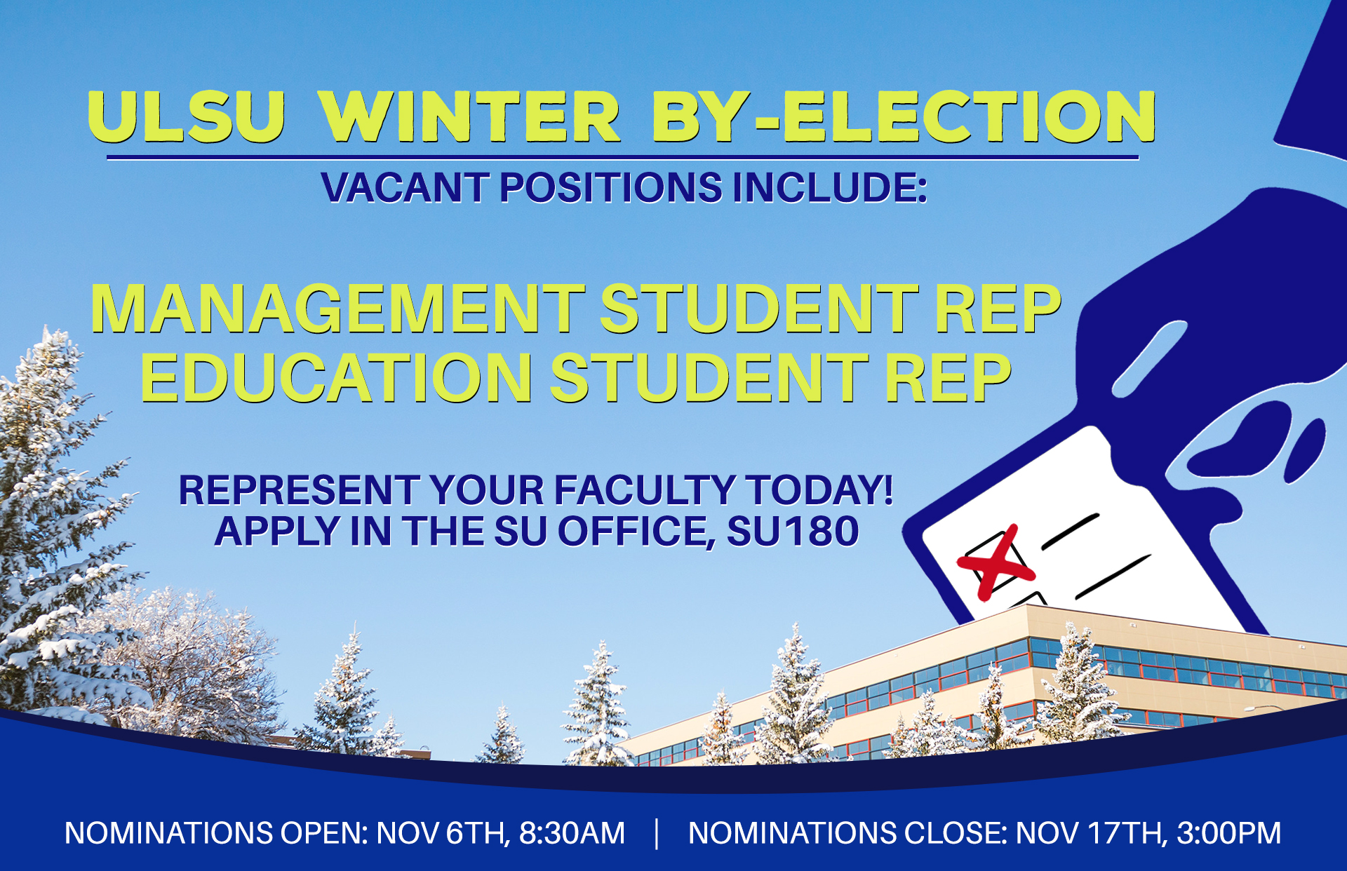 ULSU Fall By-Election - Management & Ed Reps | Notice Board